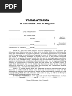 High Court Vakalatnama Template | PDF | Advocate | Lawsuit