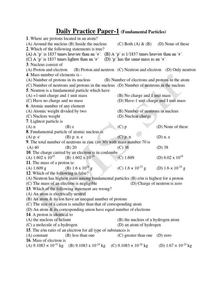 DPP Quantum Numbers With Answer Key | PDF | Atomic Orbital | Isotope
