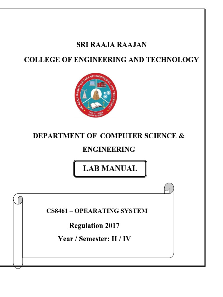 Cs8461 Operating Systemslaboratory 732484909 Os Lab Manual | PDF | Software | System Software