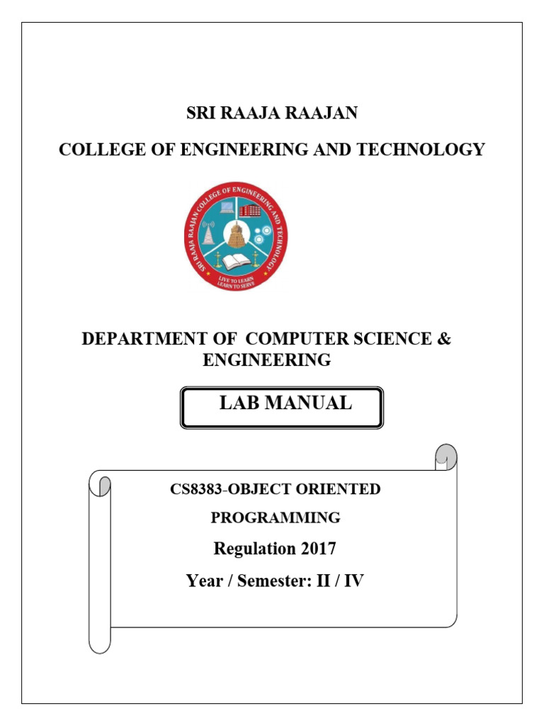Cs8383 Object Orientedprogramminglaboratory 516613014 Lab Manual | PDF | Computer File | Class ...