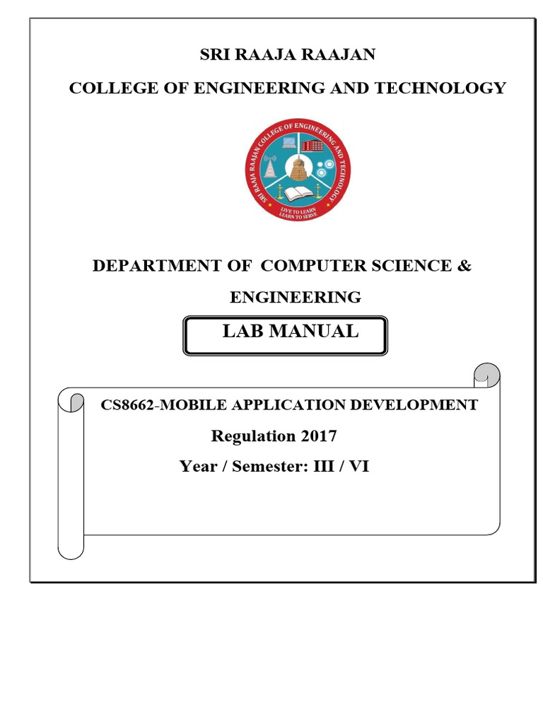 Cs8662-Mobile Applicationdevelopment Laboratory-1113774295-Cs8662 Mad Lab Manual | PDF | Android ...