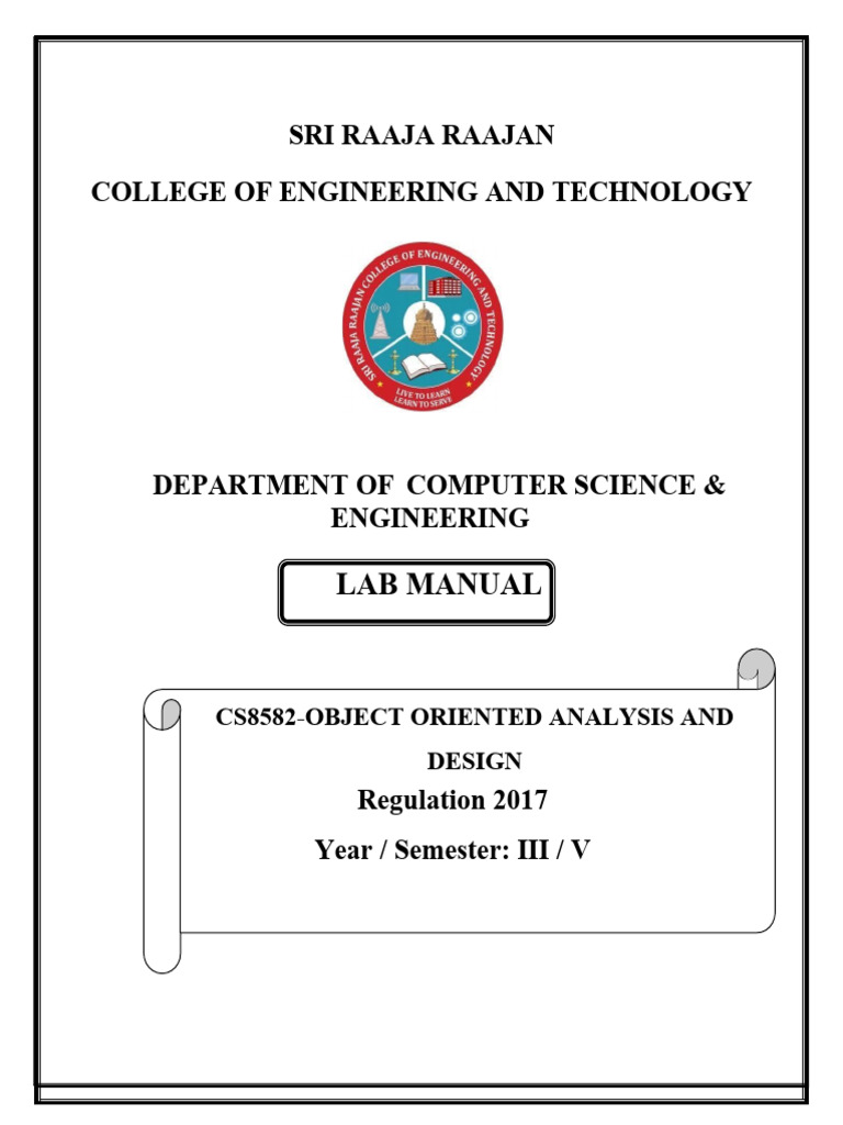 Cs8582-Object Oriented Analysisand Design Laboratory-46023968-Cs8582 ... Cs8582-Object Oriented Analysisand Design Laboratory-46023968-Cs8582 ...