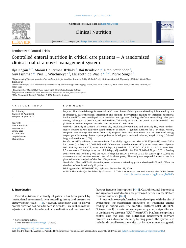 1 s2.0 S0261561423002029 Main | PDF | Intensive Care Medicine | Intensive Care Unit