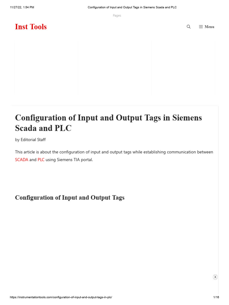 Configuration of Input and Output Tags in Siemens Scada and PLC | PDF ...