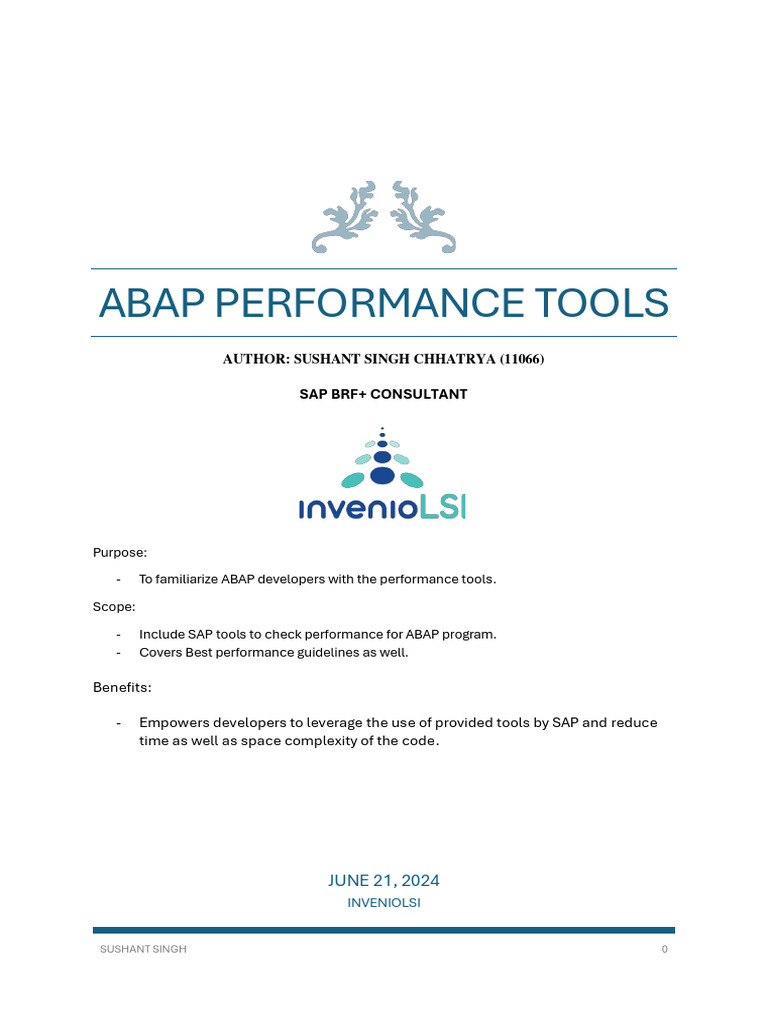 SAP ABAP Performance Tools | PDF | Scope (Computer Science) | Computer Programming