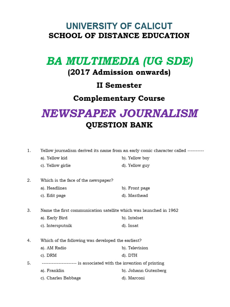 Journalism Exam Prep Guide | PDF | Newspapers | News