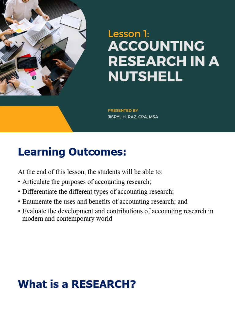 Lesson 1 - Accounting Research in A Nutshell | PDF | Methodology ...