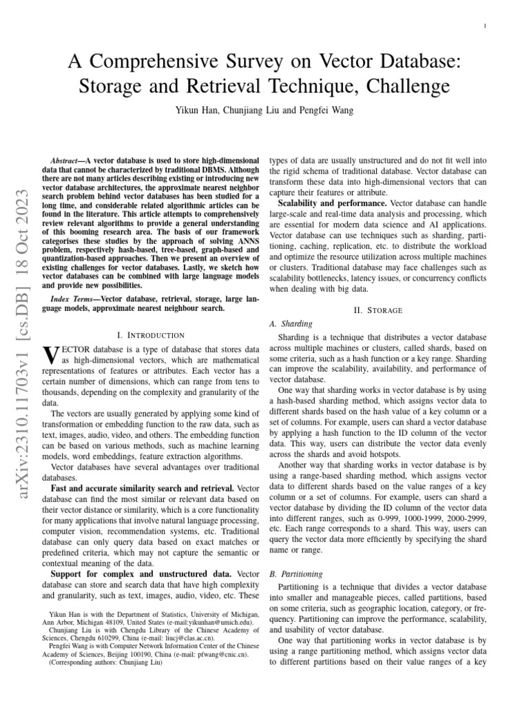 A Comprehensive Survey On Vector Database | PDF | Databases | Cache ... A Comprehensive Survey On Vector Database | PDF | Databases | Cache ...