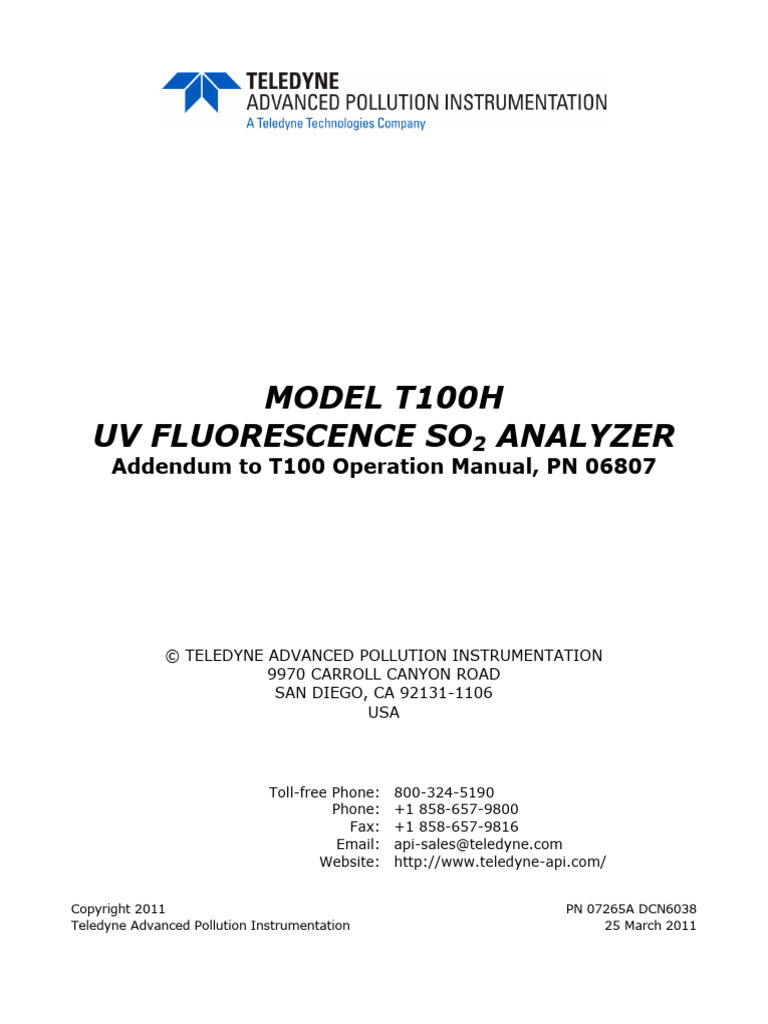T100H | PDF | Sensor | Calibration