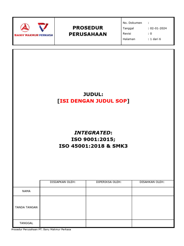 Contoh SOP Prosedur Perusahaan | PDF