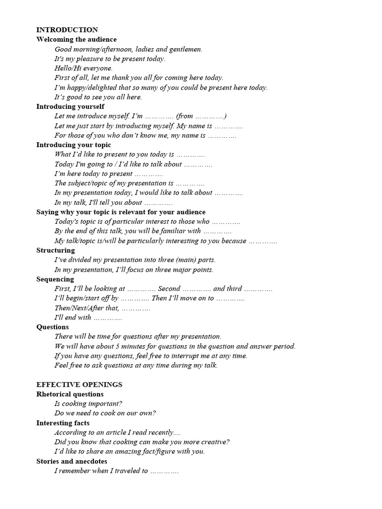 Presentation Useful Expressions Pdf