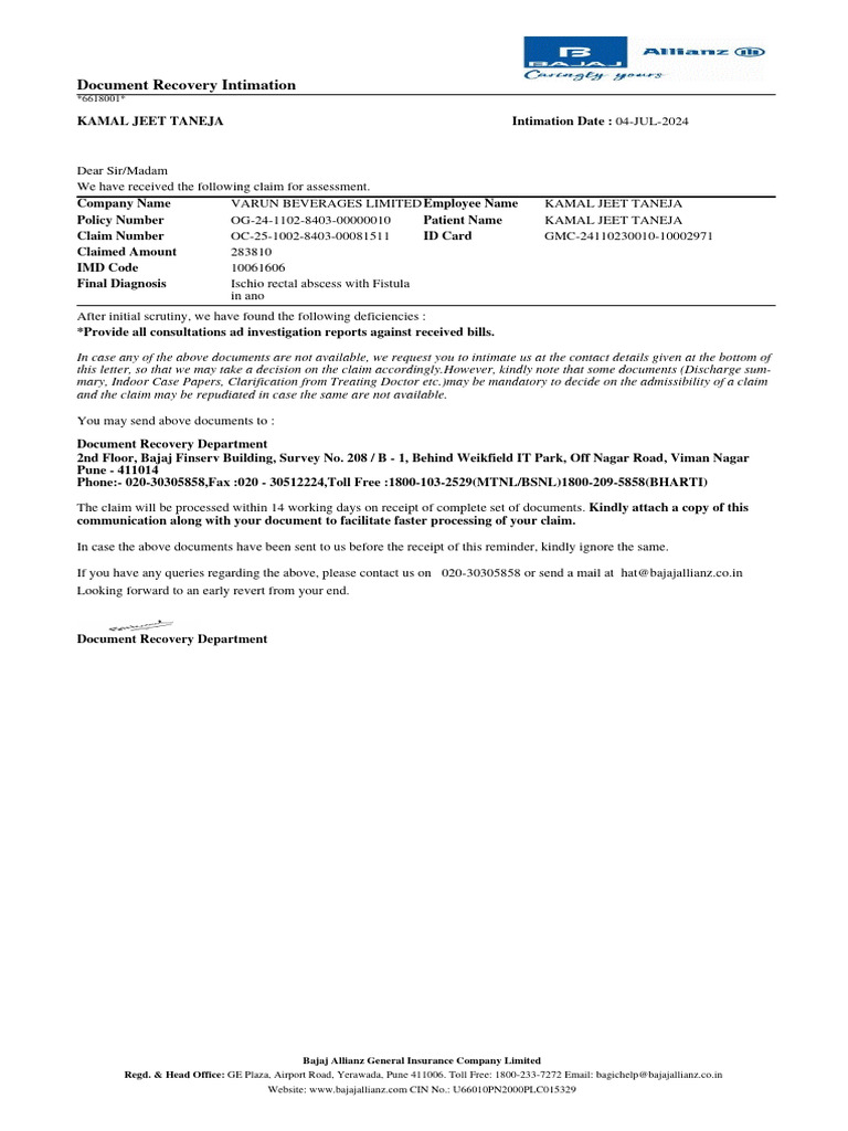 Document Recovery Letter | PDF