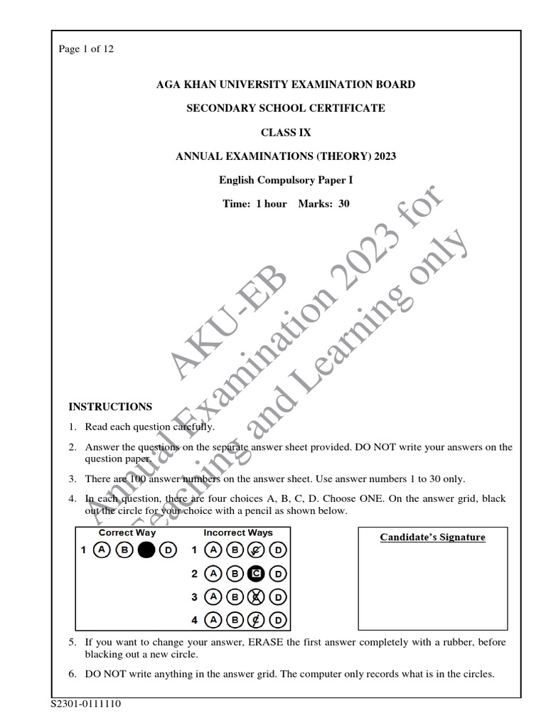 English IX Paper I 2023 | PDF