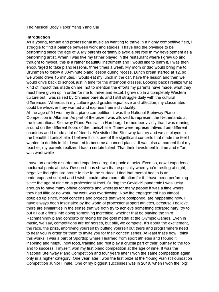 The Musical Body Paper Yang Yang Cai | PDF | Popular Culture & Media ...