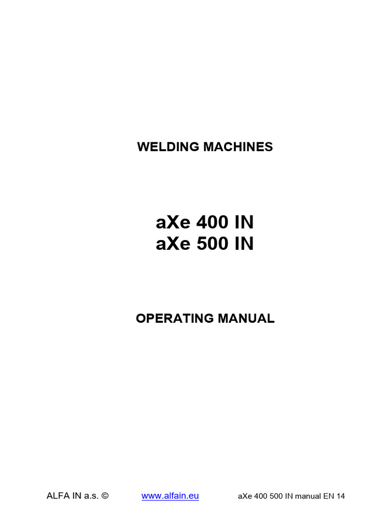 aXe 400/500 IN Welding Manual | PDF | Welding | Construction