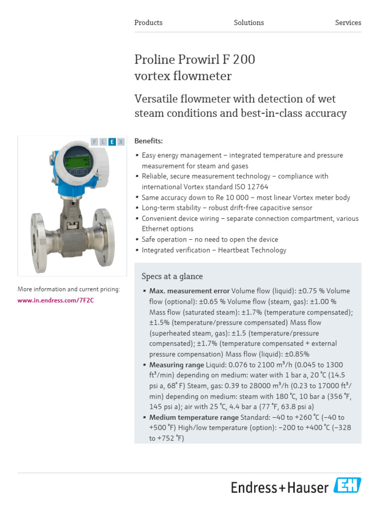 Endress-Hauser Proline Prowirl F 200 7F2C en | PDF | Flow Measurement ...