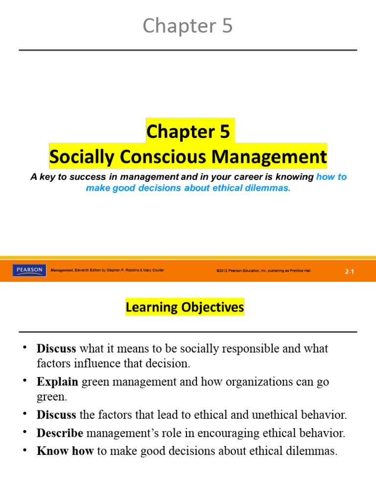 CH 5 Socially Conscious Management | PDF | Behavior | Morality