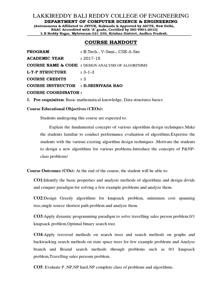 V Sem - CSE - 2018-19 | PDF | Engineering | Science