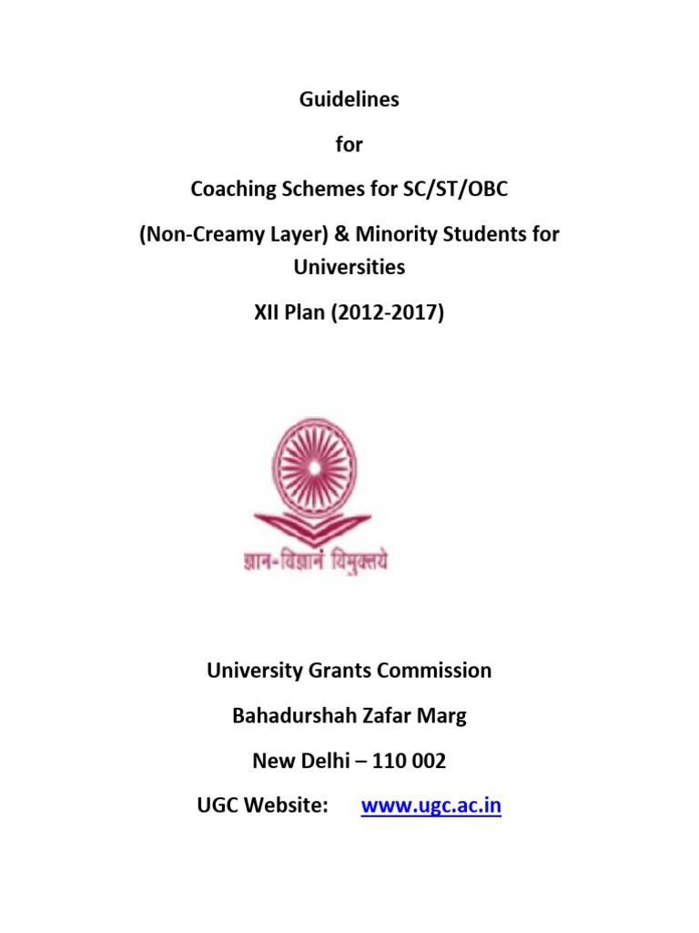 Coaching Guidelines for SC/ST/OBC Students | PDF | Career & Growth ...