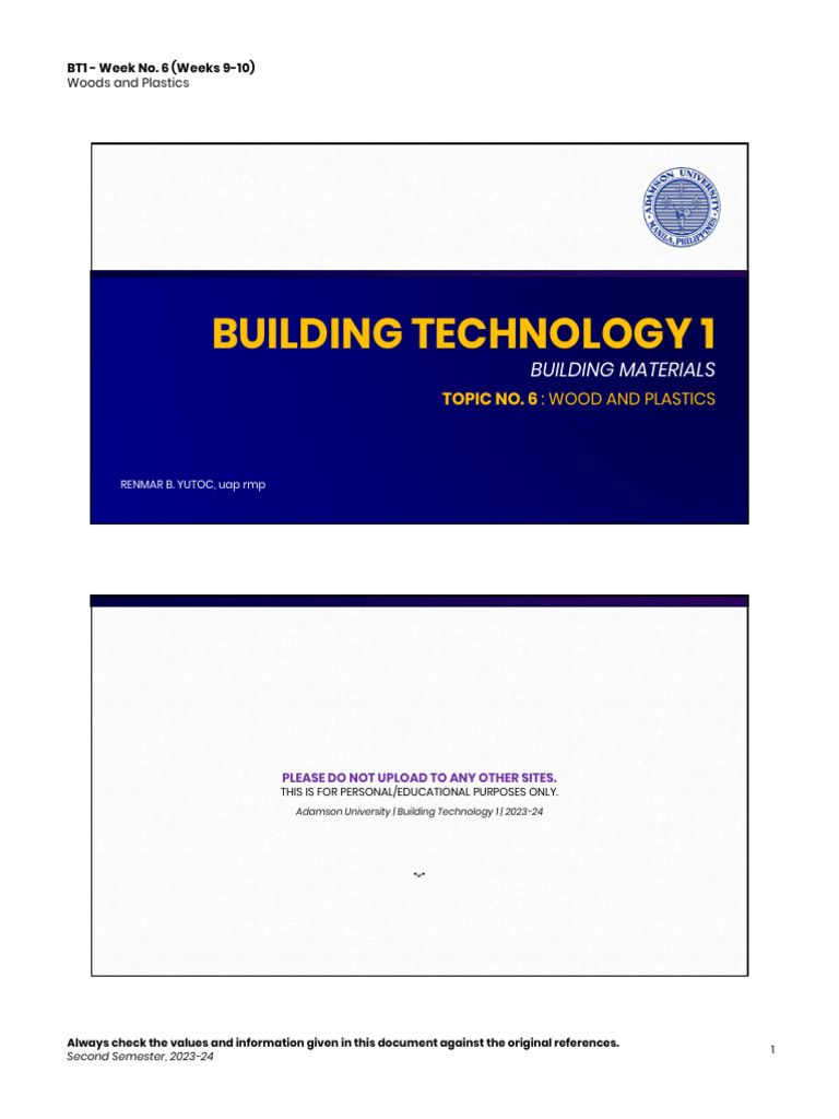 BT1 - Topic 6 (Woods and Plastics) | PDF | Wood | Hardwood