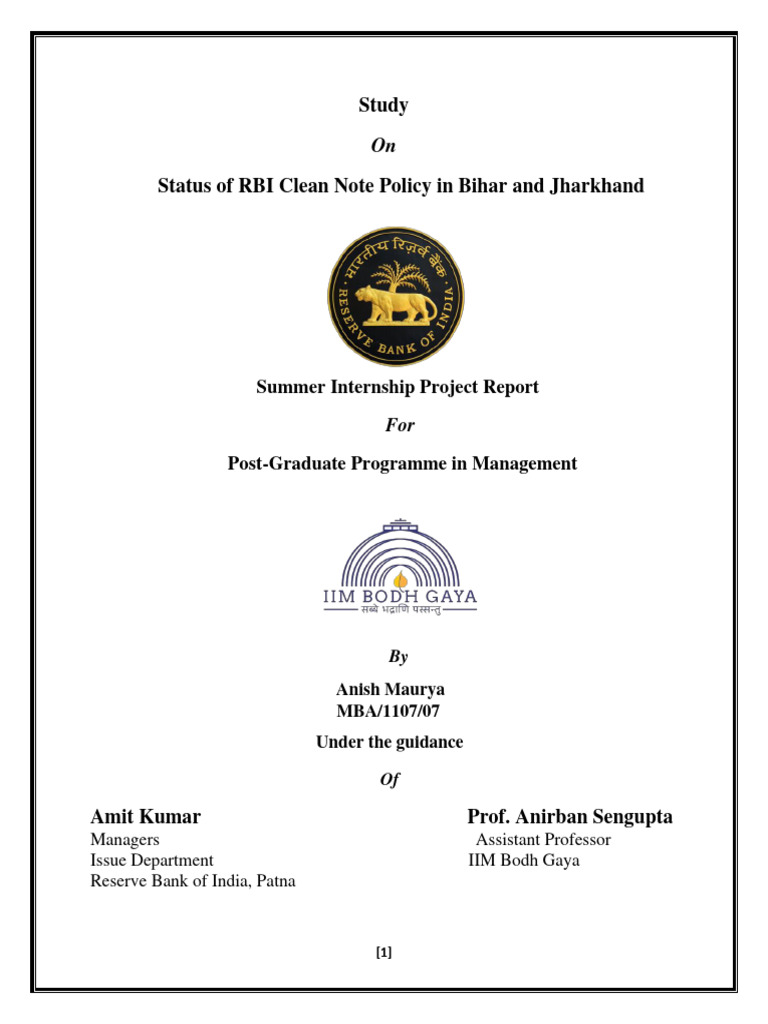 Anish RBI Report | PDF | Reserve Bank Of India | Banknote
