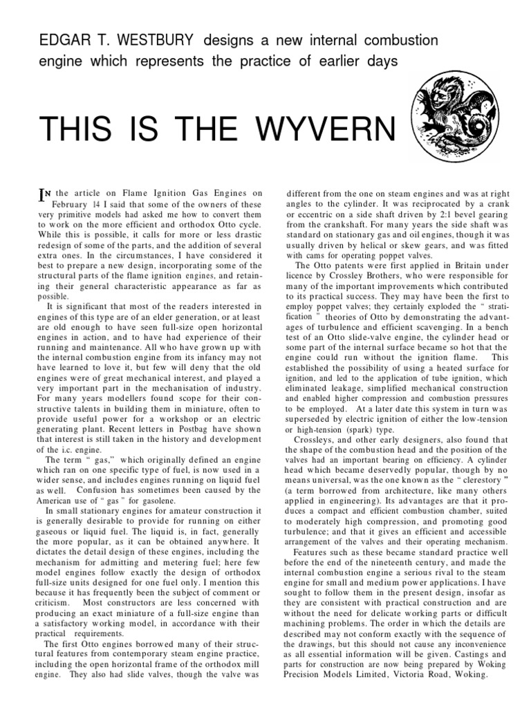 The Wyvern. Edgar T. Westbury | PDF | Engines | Internal Combustion Engine
