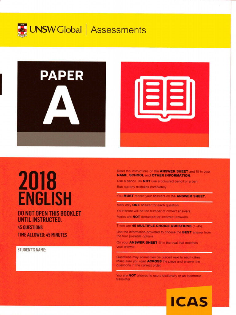 English A 2018 questions-ICAS | PDF