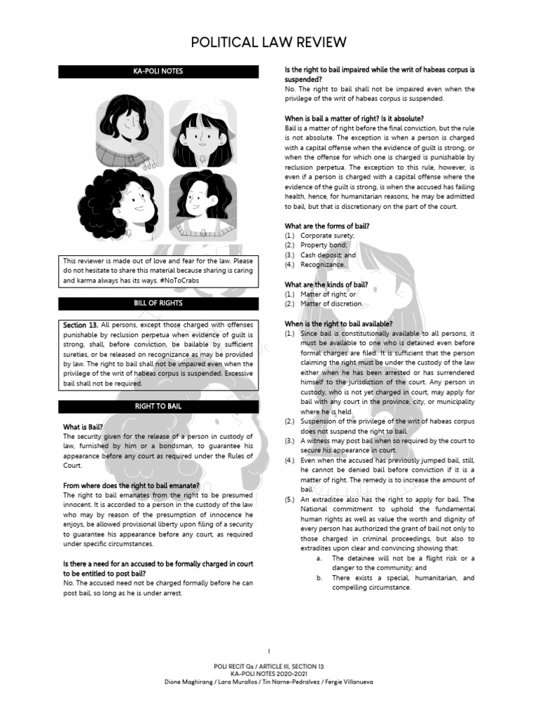 Bill of Rights, Section 13 | PDF | Bail | Prosecutor