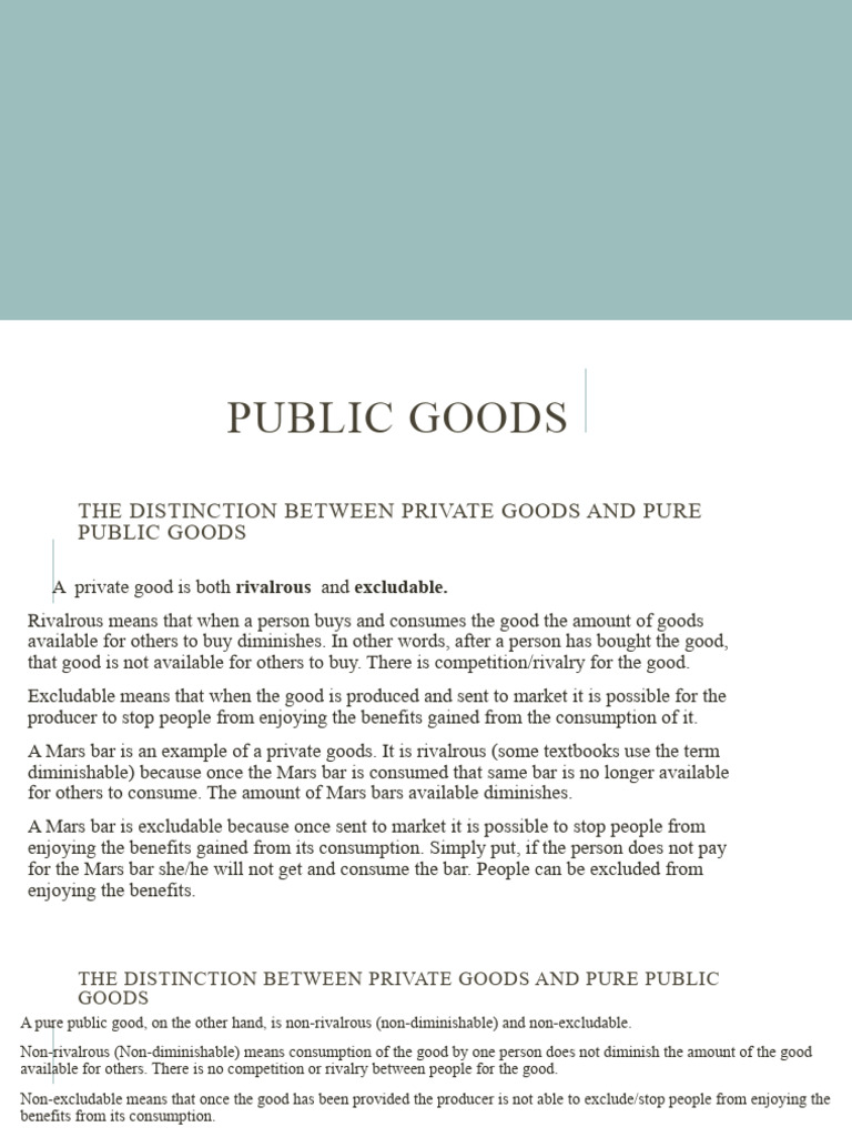 Public Goods and Market Failure | PDF | Goods | Toll Road
