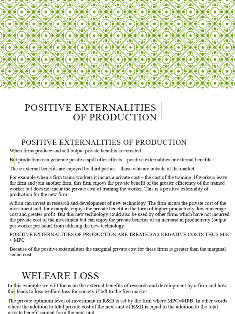 Positive Externalities in Production | PDF | Externality | Financial ...