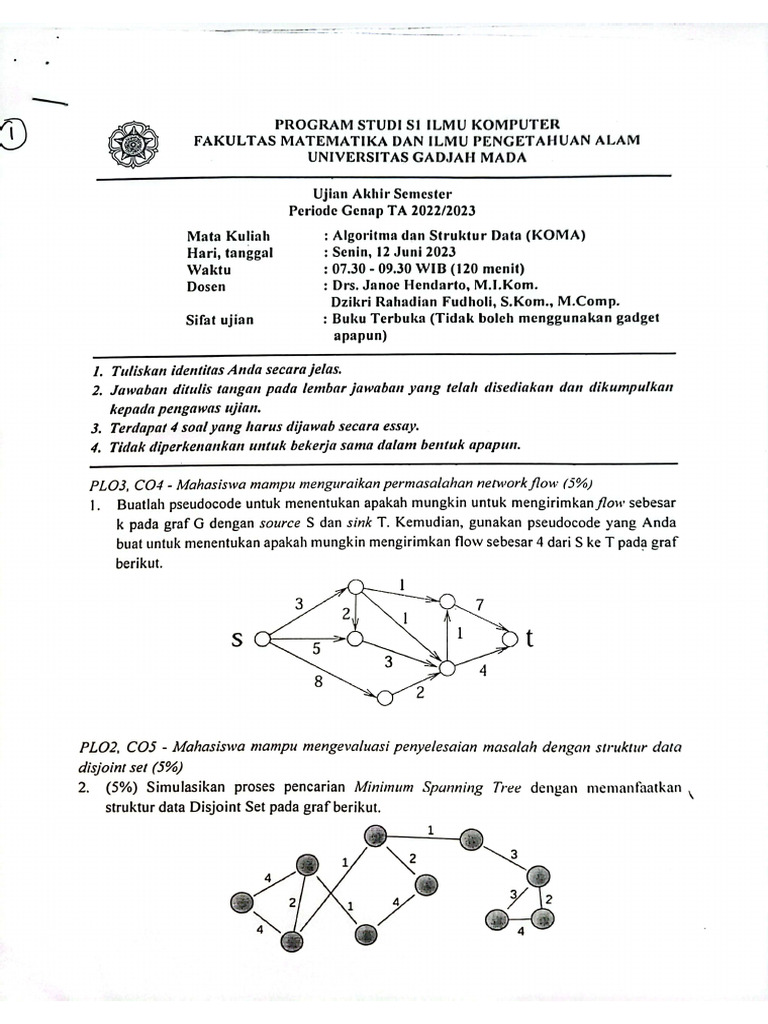 Algoritma dan Struktur Data - UAS - 2023 - KOMA | PDF
