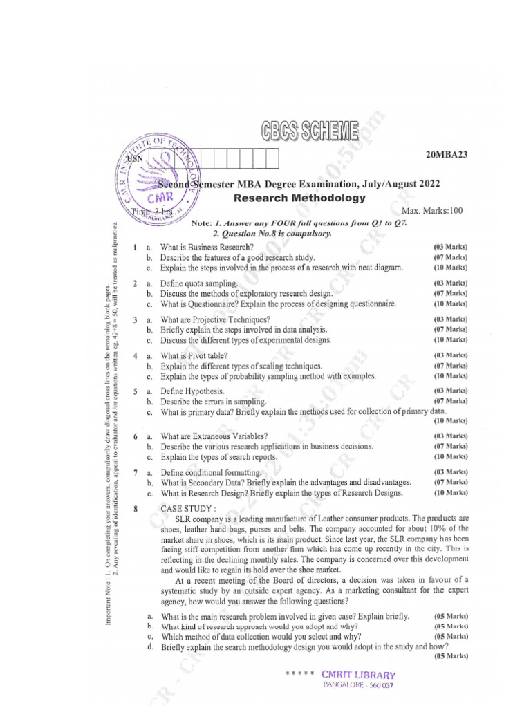 RM solved | Download Free PDF | Sampling (Statistics) | Questionnaire