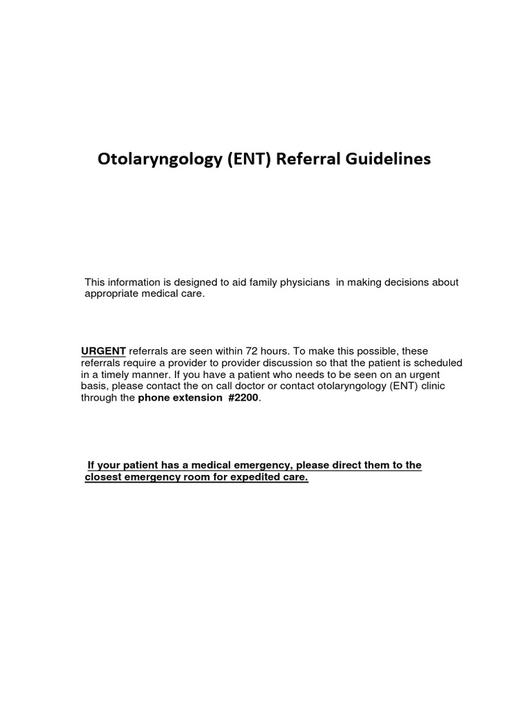 Otolaryngology Referral Guidelines FINAL | PDF | Vertigo | Allergy