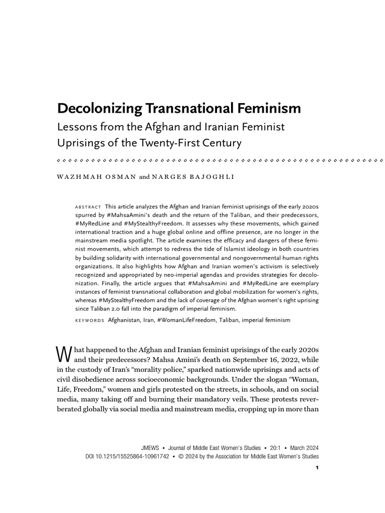 Wazhmah Osman Decolonizing Transnational Feminism 2023 | PDF | Taliban ...