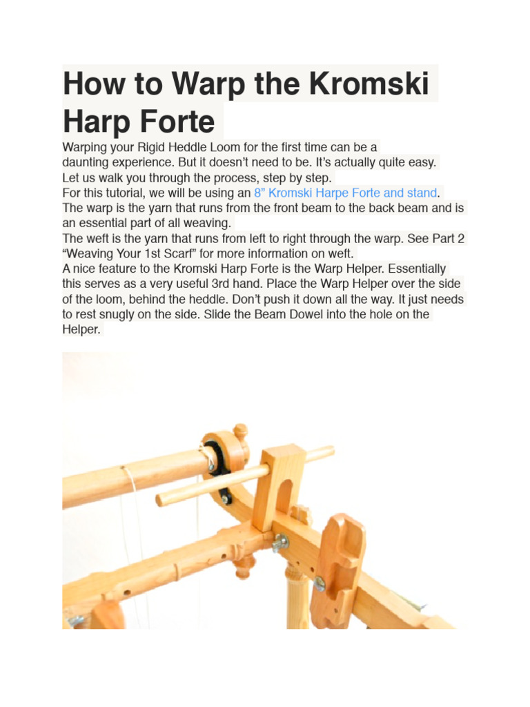 Warping The Harp | PDF | Loom | Weaving