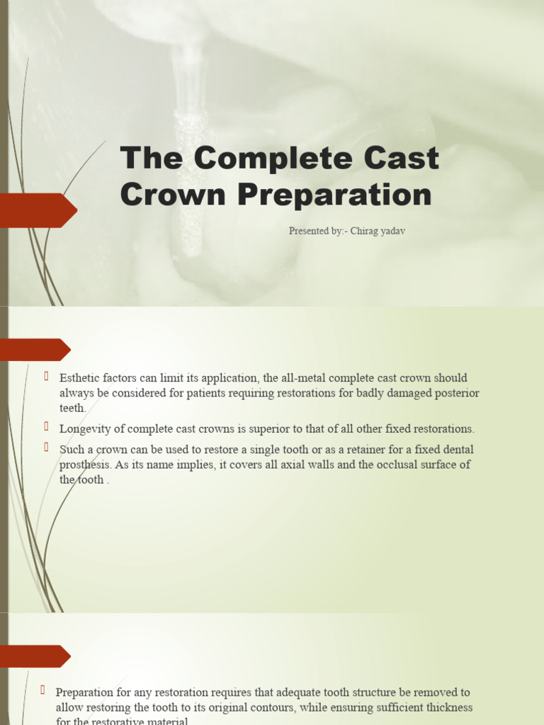 The Complete Cast Crown Preparation | PDF | Tooth | Mouth