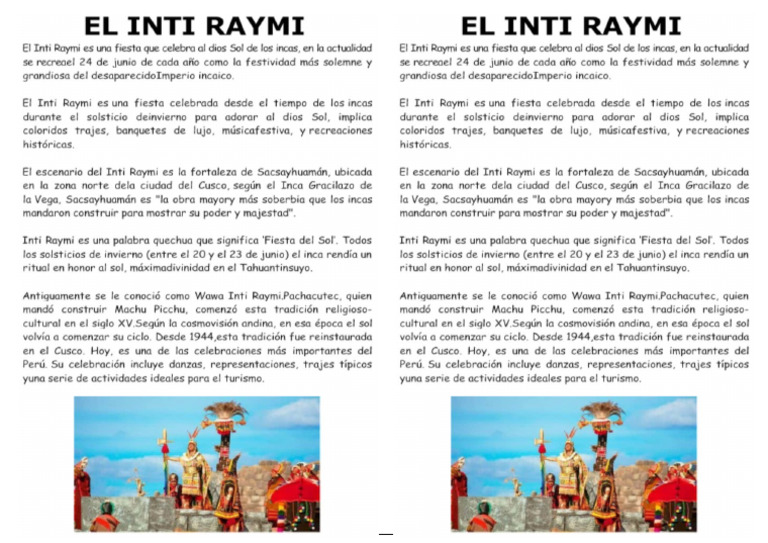 FICHA INTI RAYMI | PDF