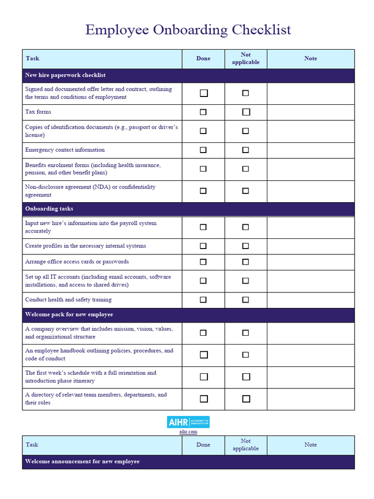 Employee Onboarding Checklist Template | PDF | Employment | Business