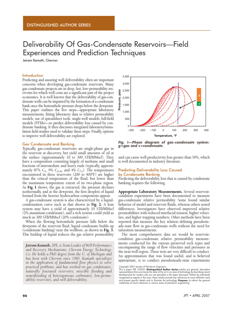Deliverability of Gas Condensate Reservoirs - Field Experiences and Prediction Techniques | PDF ...