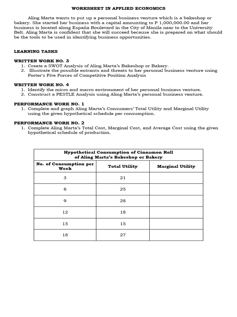 Worksheet in App Econ 12072023 | PDF | Labour Economics | Utility