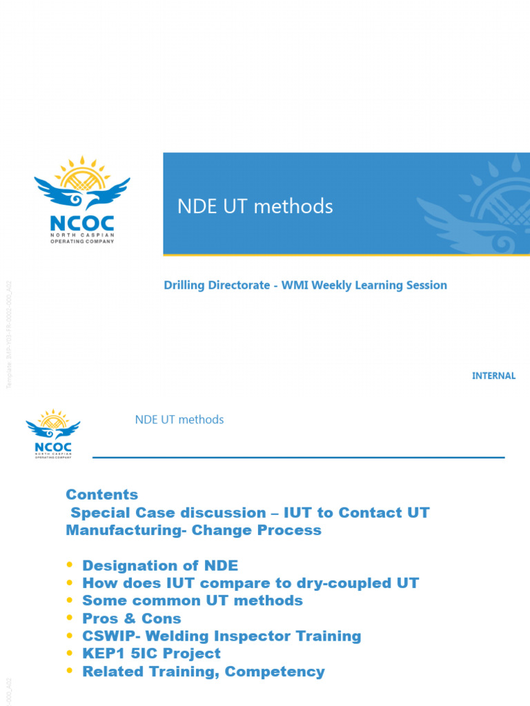 WMI Learning Session - NDE UT Methods | PDF | Nondestructive Testing ...
