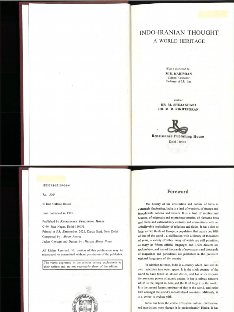 Indo-Iranian Thought - A World Heritage | PDF