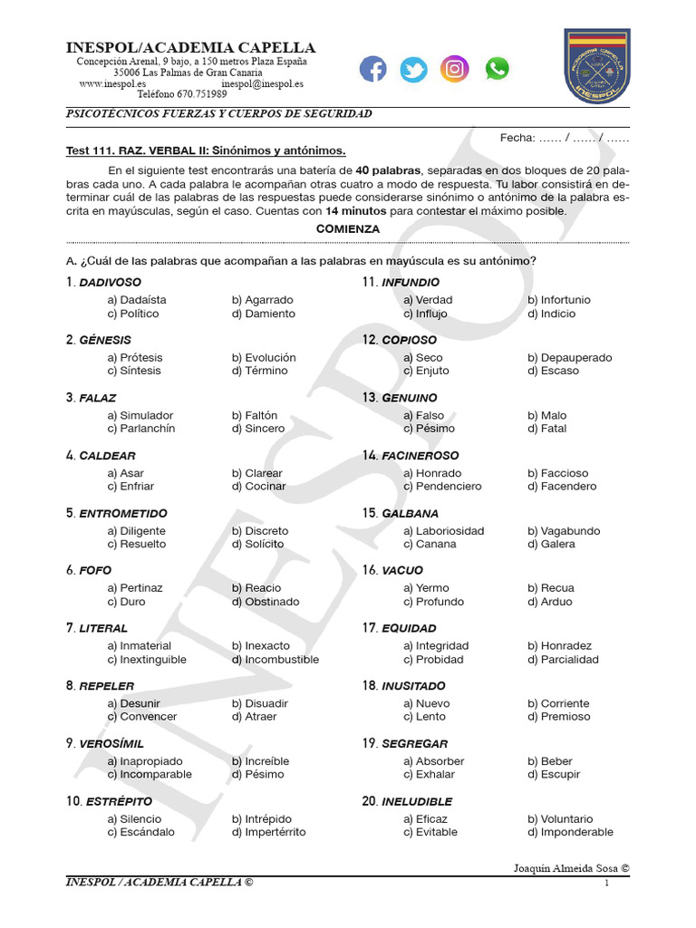 Test 111 - Raz Verbal II | PDF