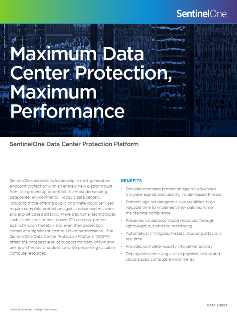 SentinelOne DCPP Datasheet 2016-04-19 | PDF | Malware | Antivirus Software