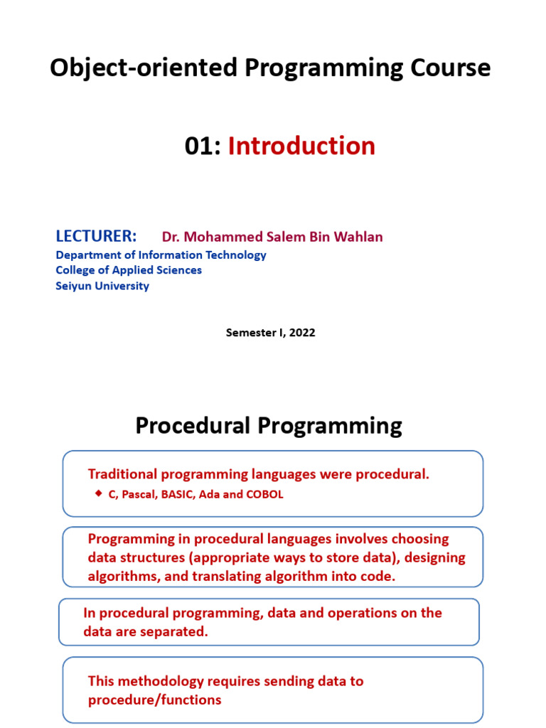 01-Introduction To OOP | PDF | Object Oriented Programming | Class ... 01-Introduction To OOP | PDF | Object Oriented Programming | Class ...