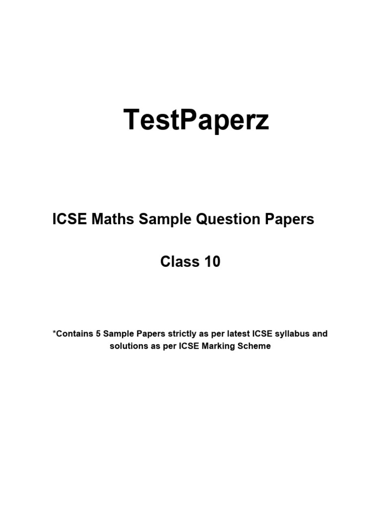 TestPaperz ICSE Class 10 Maths Sample Papers (With Solutions ...