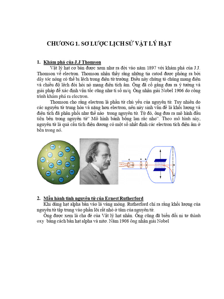 Chương 1. Sơ Lược Lịch Sử Vật Lý Hạt: 1. Khám phá của J.J Thomson | PDF