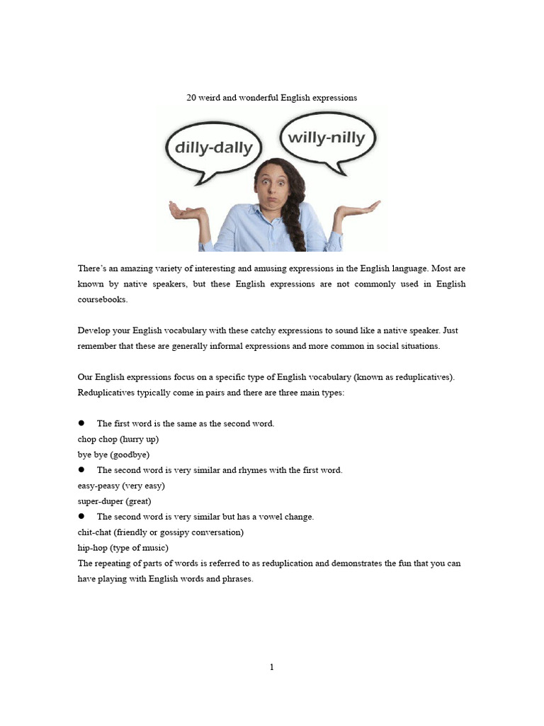 20 Weird and Wonderful English Expressions | PDF | English Language | Adjective