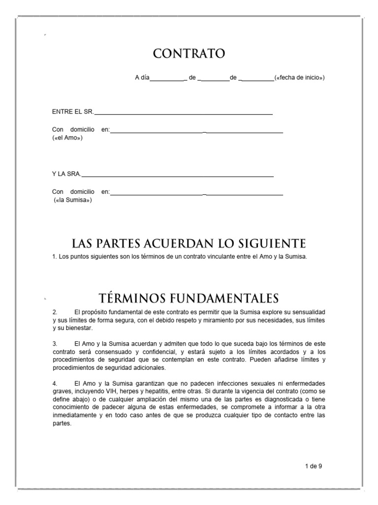 Contrato Amo Sumisa | PDF | Disciplinas | La sexualidad humana