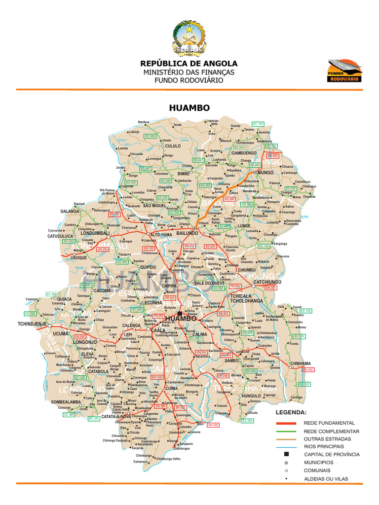 Mapa Rodoviario Huambo | PDF